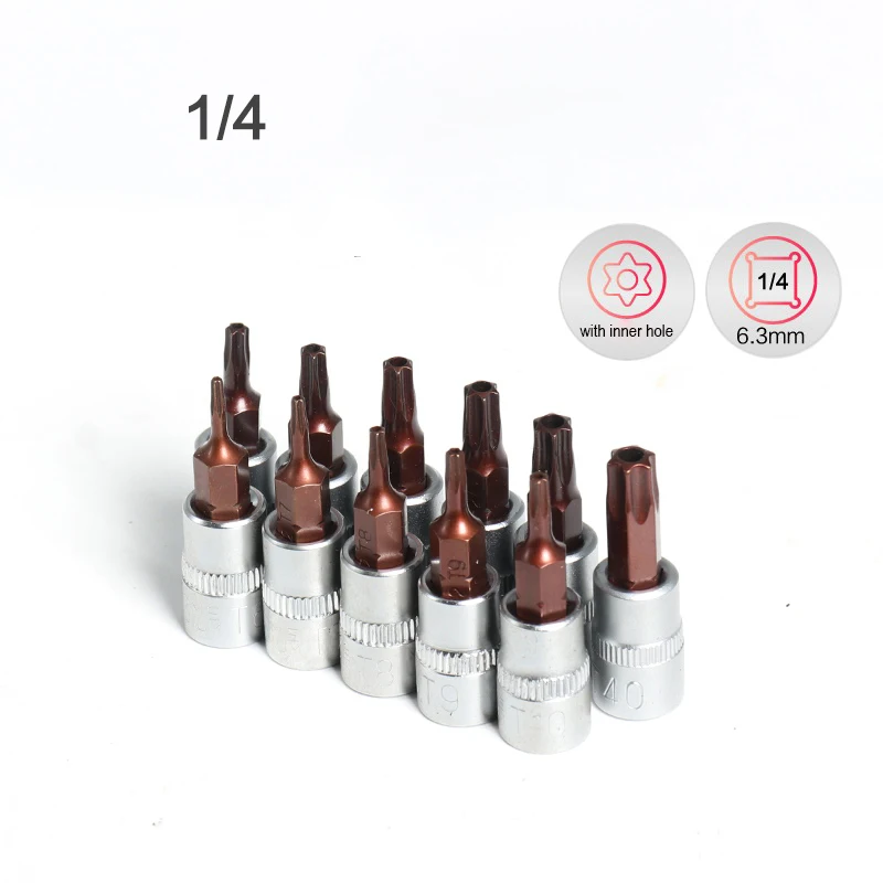11pcs-set-6-Point-Star-Torx-Screwdriver-Bit-1-4-Inch-Drive-Socket-T6-T7 ...