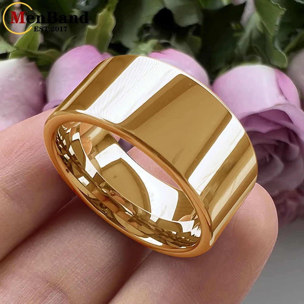 MenBand-Gold-Color-10MM-12MM-Wide-Glossy-Large-Men-s-Ring-Shiny-Wedding ...