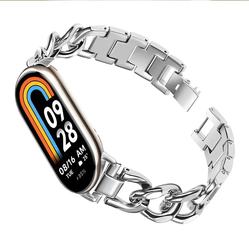 Srap for Mi Band 8 9 Straps Wristband Fashion Single-Lap Chain Metal ...