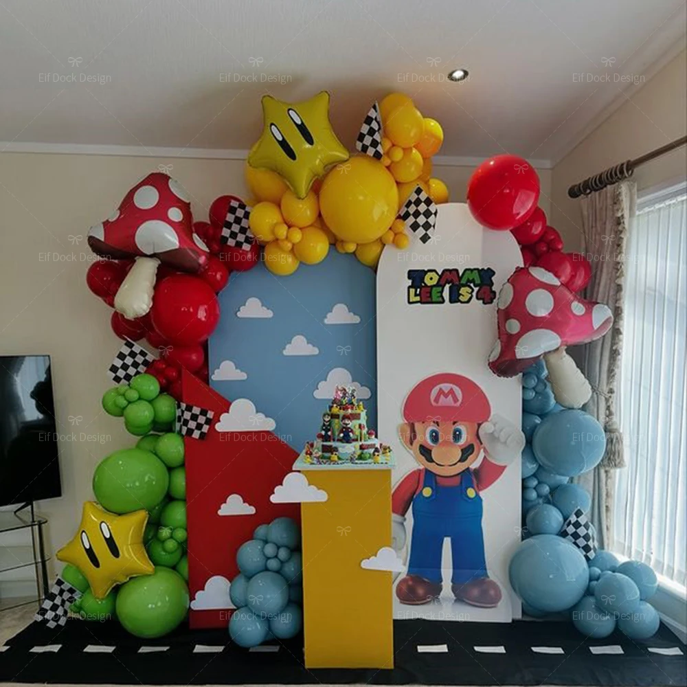 137pcs-Mario-Themed-Party-Decoration-Balloon-Garland-Arch-Kit-Star ...