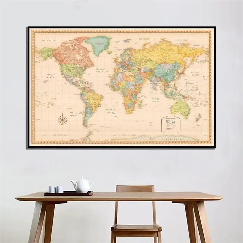 150x100cm World Map Classic Edition Non woven Spray Map Without ...