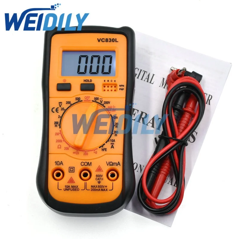 VC830L-Digital-Multimeter-AC-DC-Ammeter-Volt-Ohm-Tester-Meter ...
