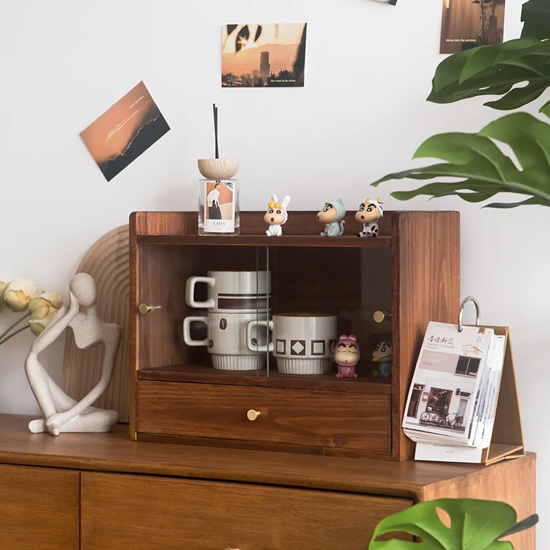Japanese-Desktop-Storage-Cabinet-Retro-Solid-Wood-Dust-proof-Tea-Set ...