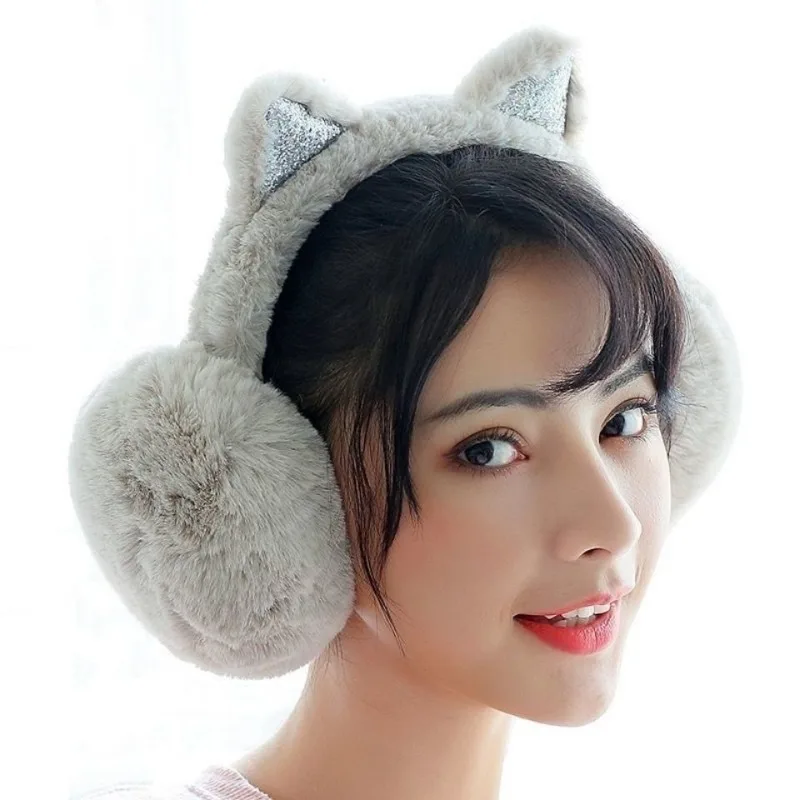 Girl-Winter-Cat-Ear-Earmuffs-Foldable-Warm-Protect-Cute-Faux-Fur-Soft ...