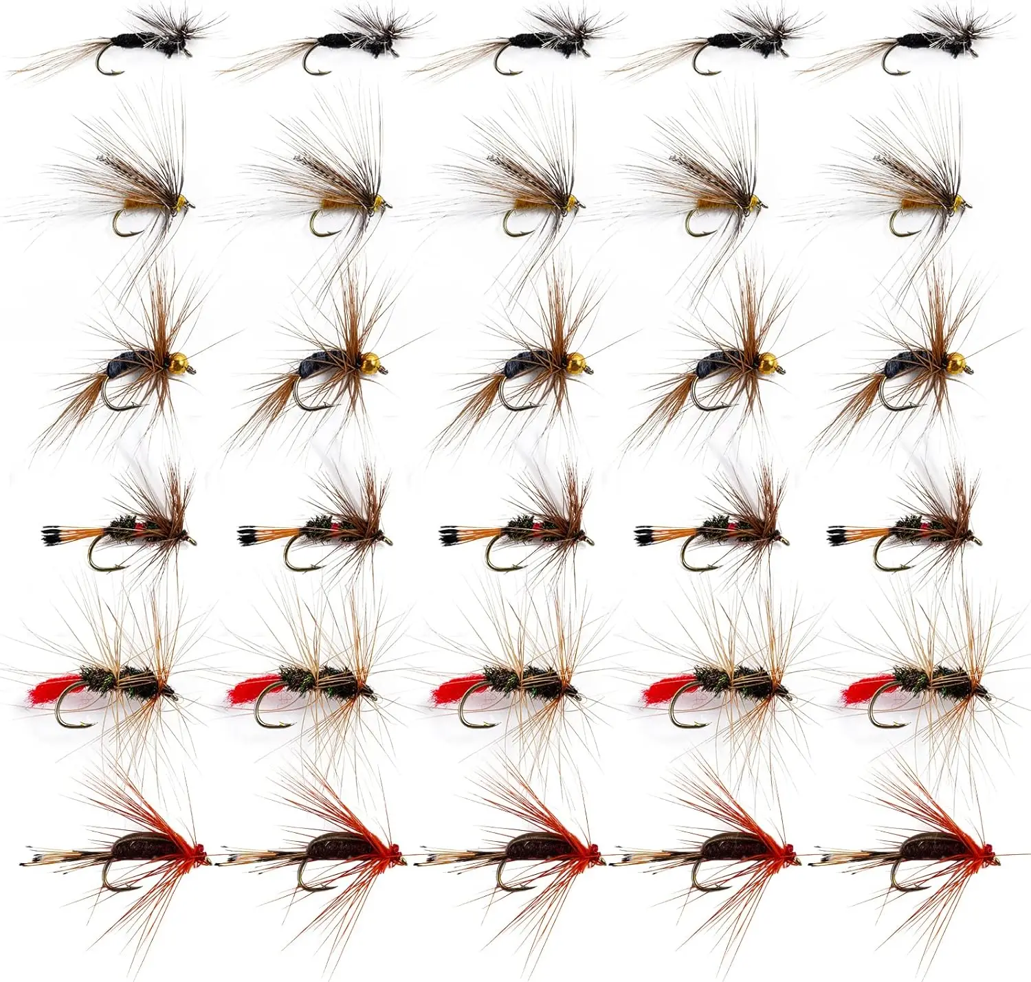 Fwoska-30pcs-Fly-Fishing-Lures-Dry-Flies-Wet-Flies-Streamers-Nymphs ...