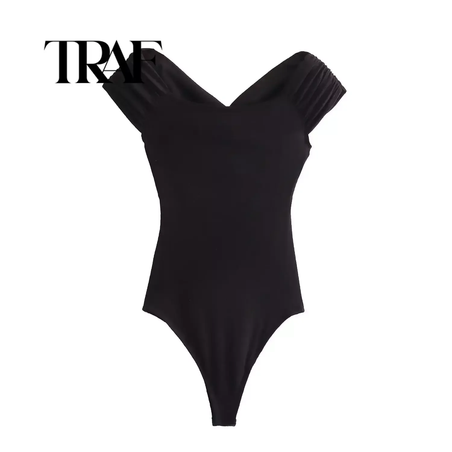 TRAF-Body-negro-con-hombros-descubiertos-para-mujer-lencer-a-fruncida ...