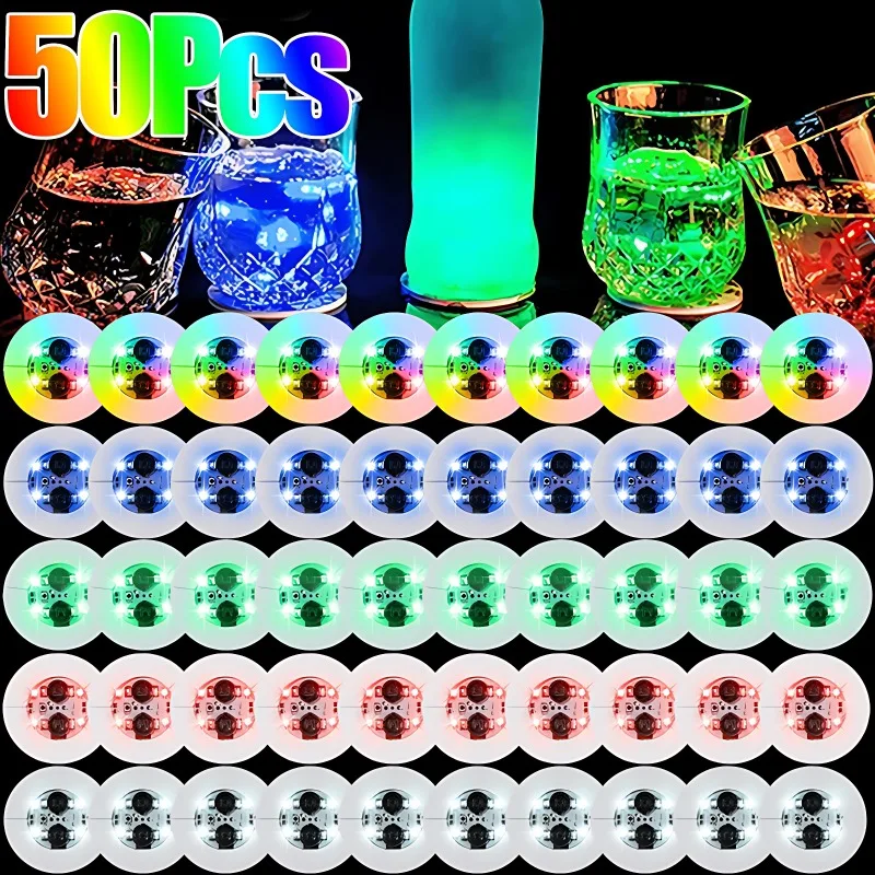 50-20-10-5pc-LED-Coaster-Battery-Power-Luminous-Coasters-Sticker-Liquor ...