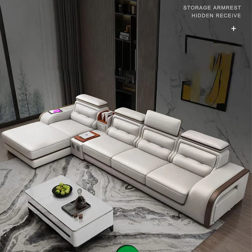 MANBAS-Modern-Genuine-Leather-Sofa-with-Bluetooth-Speaker-USB-and ...