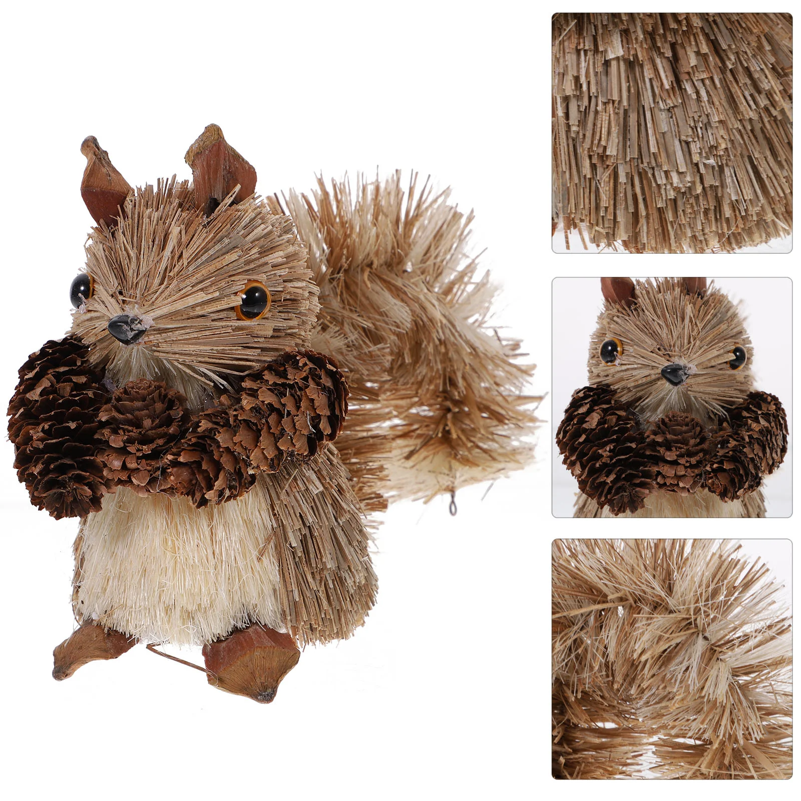 Christmas-Straw-Squirrel-Landscape-Ornament-Animals-Figurine-DIY-Woven ...
