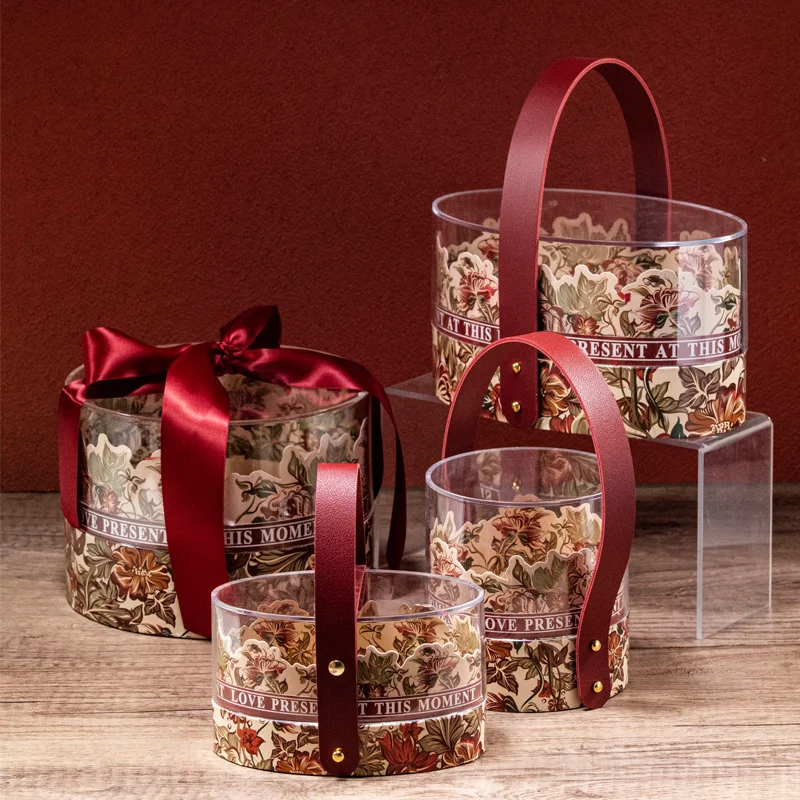Cylinder-Candy-Box-with-Leather-Handle-Transparent-Wedding-Storage ...