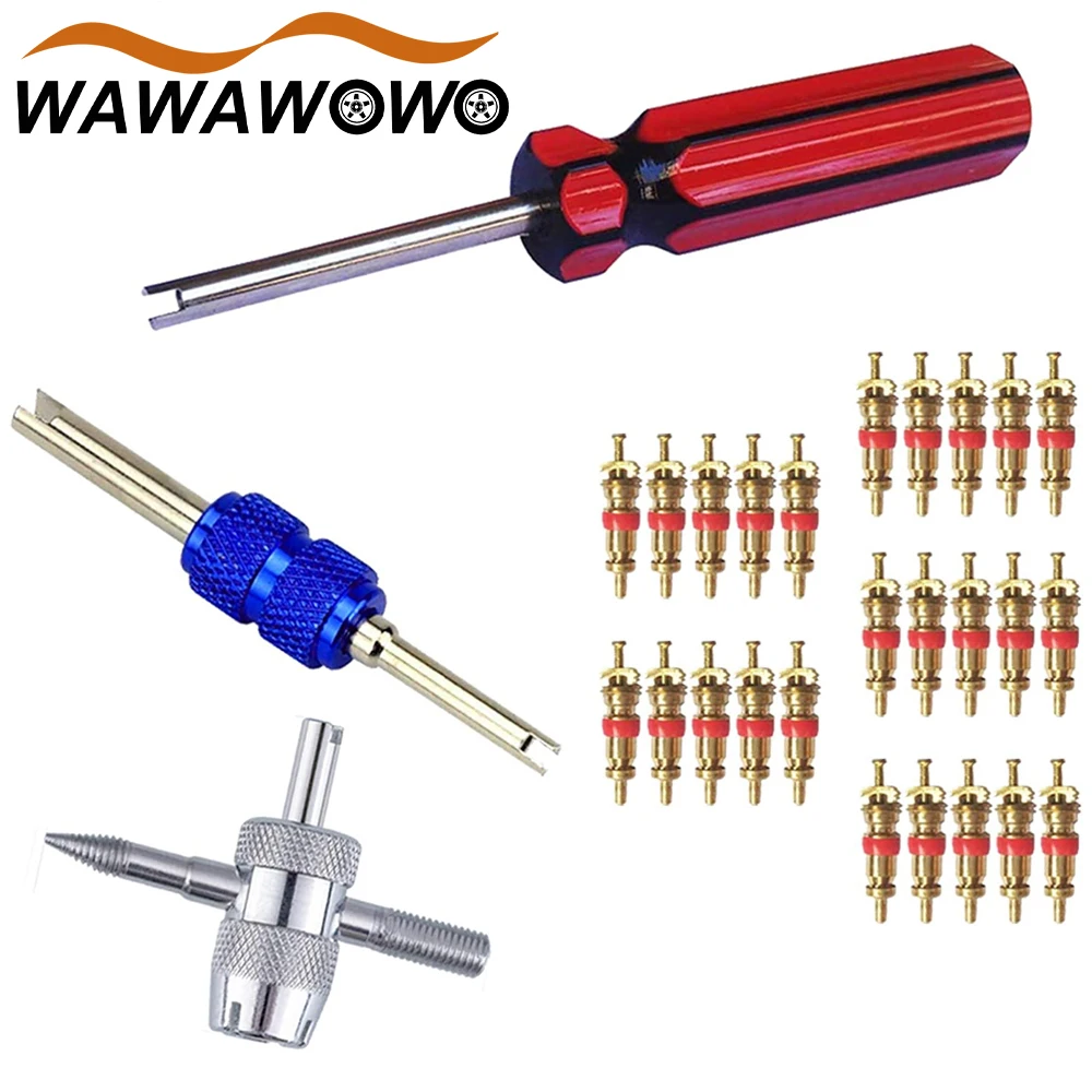 28Pcs-Set-Tire-Valve-Core-Remover-Tools-with-Brass-4-Way-Valve-Stem ...