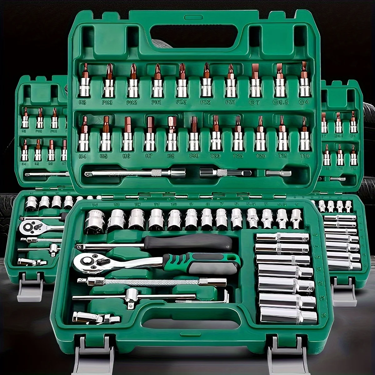 53PCS-1-4Inch-Ratcheting-Wrench-Set-Metric-Hex-Bit-Socket-Set-Ratchet ...