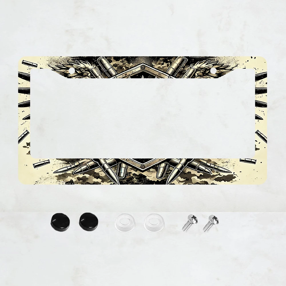 Gun ammunition bullet camouflage pattern holder car license plate frame ...