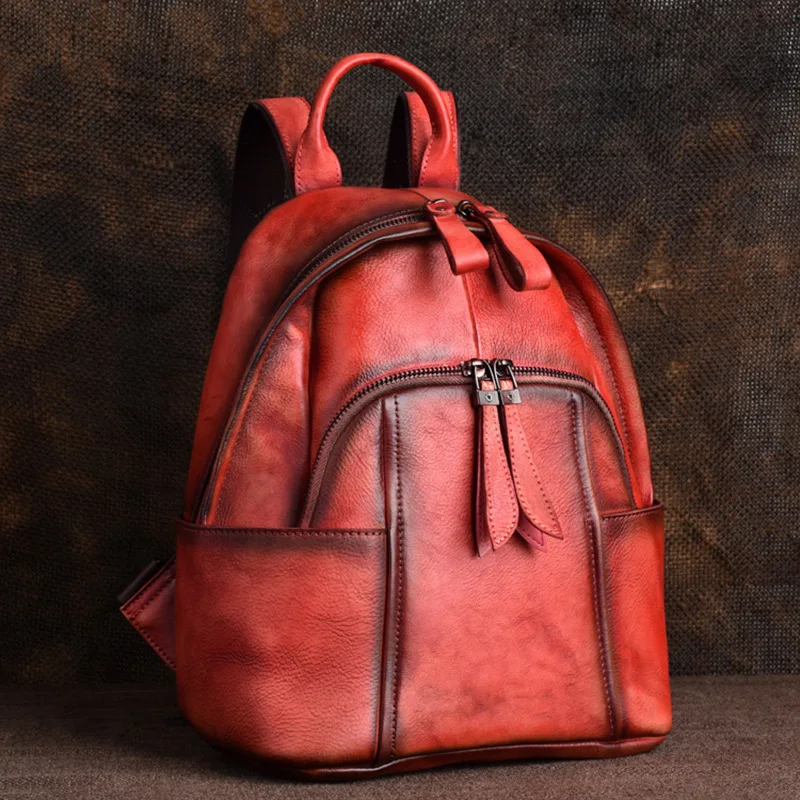 Genuine Leather Backpack Women | Vintage Bags Genuine Leather | Real ...