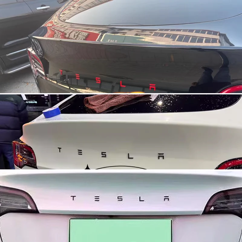 1pcs 3D ABS Logo Tesla Emblem Letters Car Trunk Badge Rear Letter Label ...