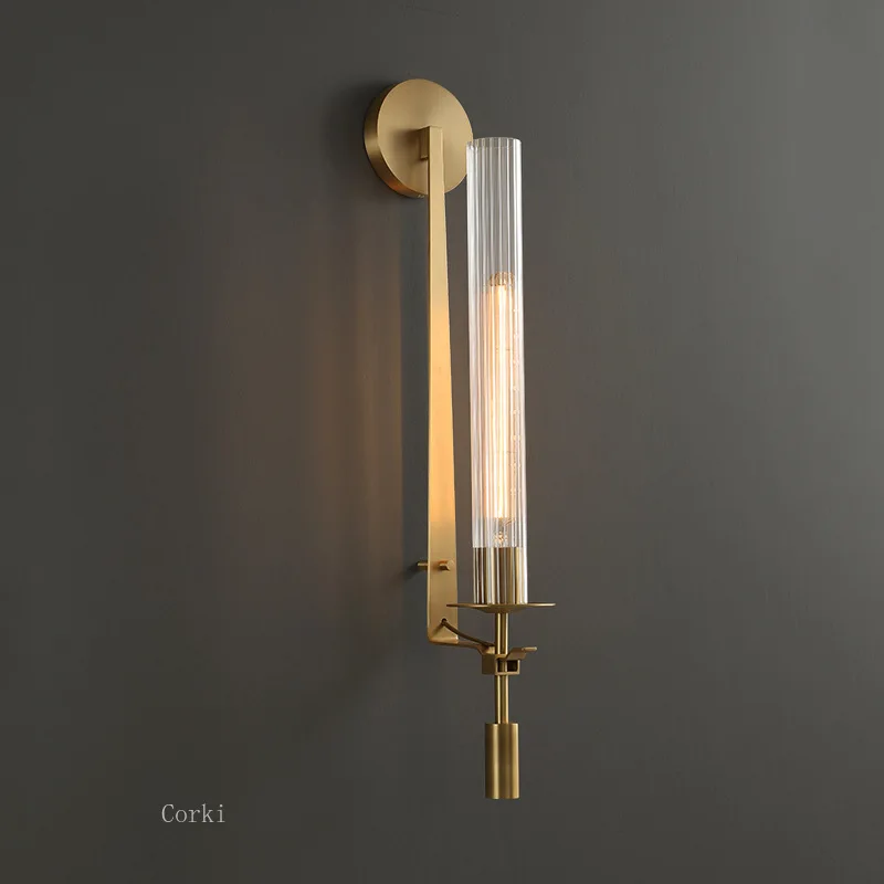 American Country Retro Brass Led Wall Lamps living room Foyer Hotel ...
