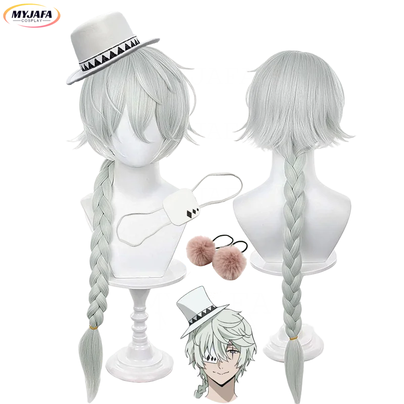 New Anime Season 4 Nikolai Gogol Cosplay Wig Green Gray Braided Heat ...