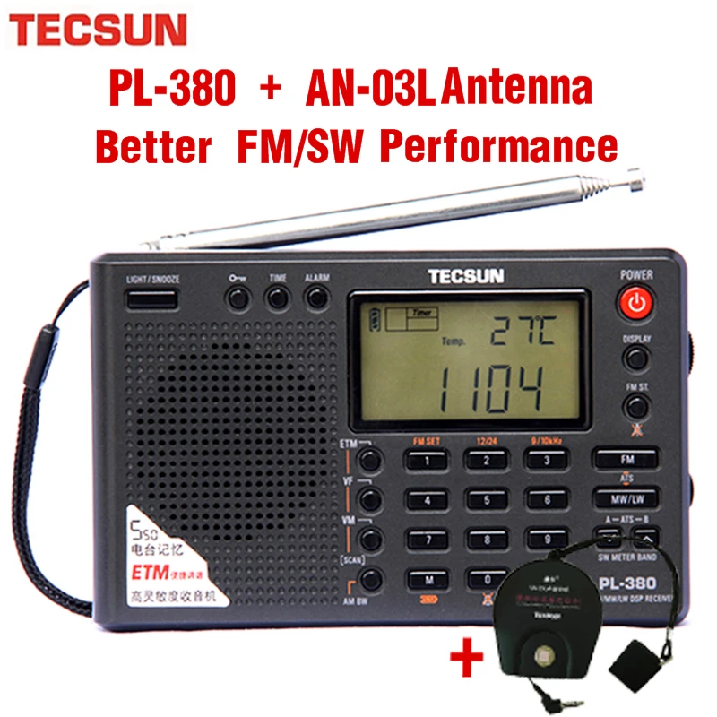 Tecsun Pl-380 Radio Dsp With An-03l Professional Sw Band External ...