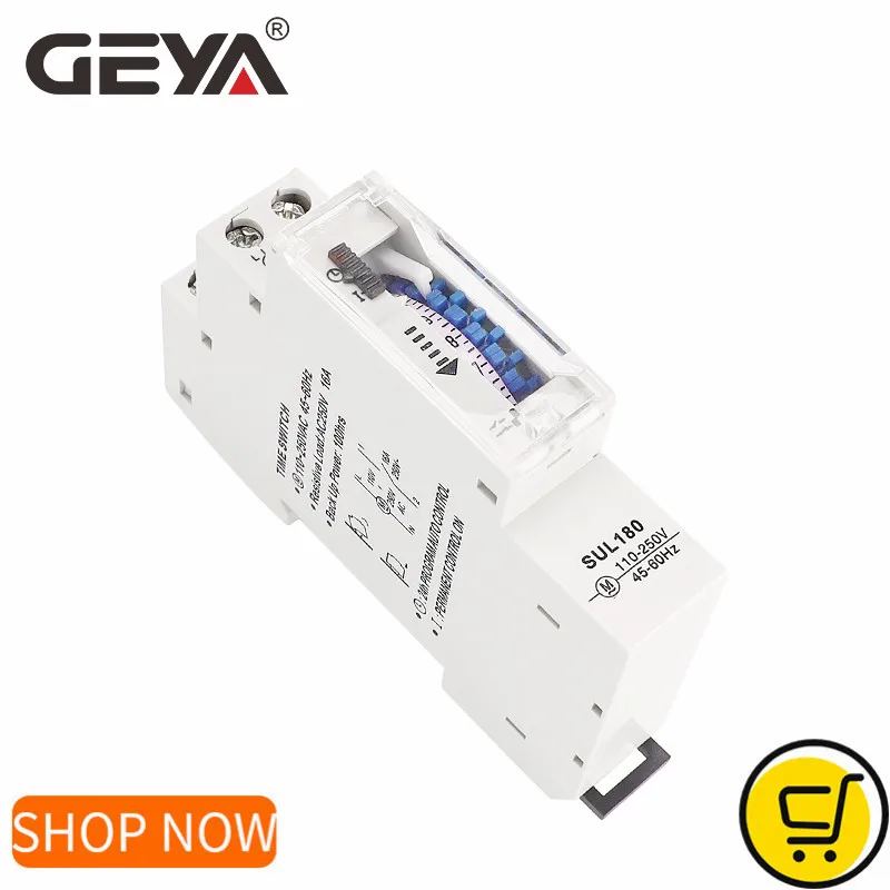 GEYA TB45 Mechanical Timer Switch 17.5mm width Timer 110V 220V Din Rail ...