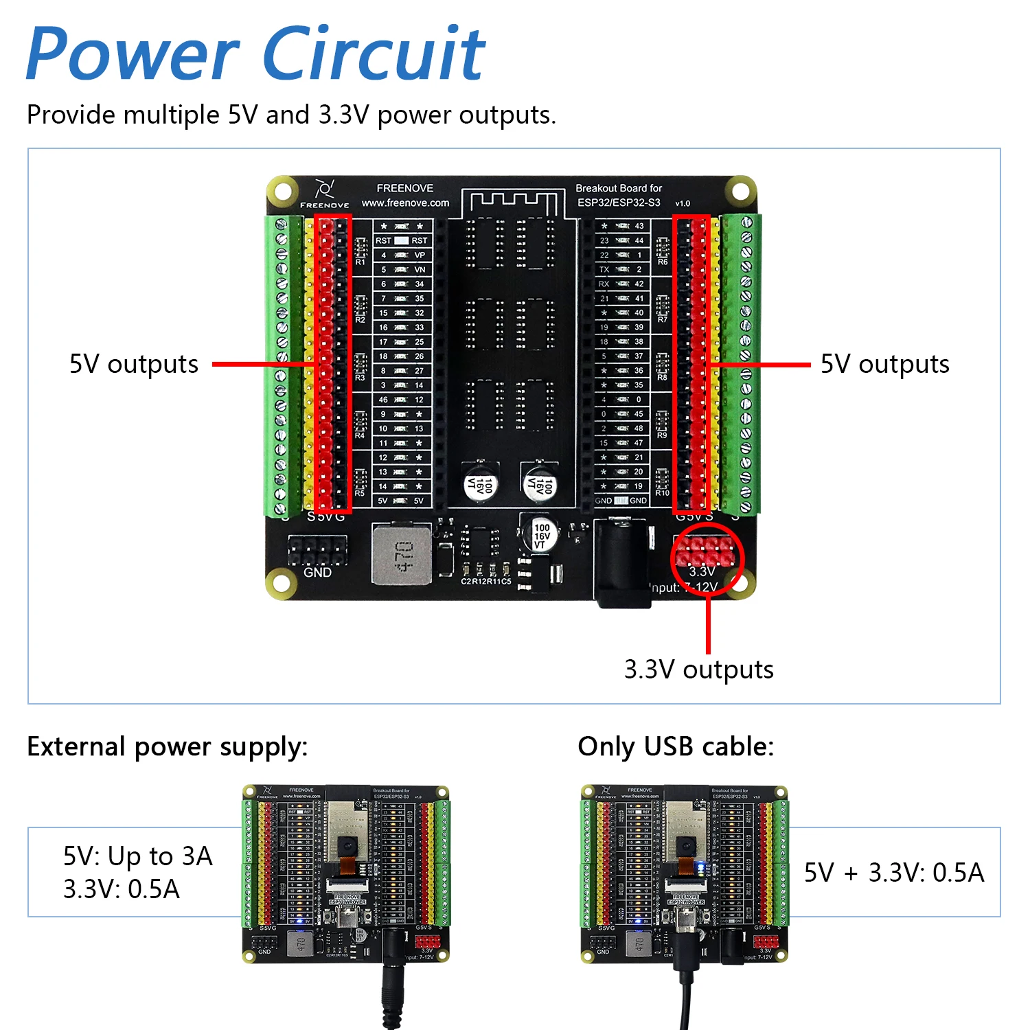 Freenove Breakout Board For Esp32 Esp32 S3 Wrover Wroom 46 Off 2746
