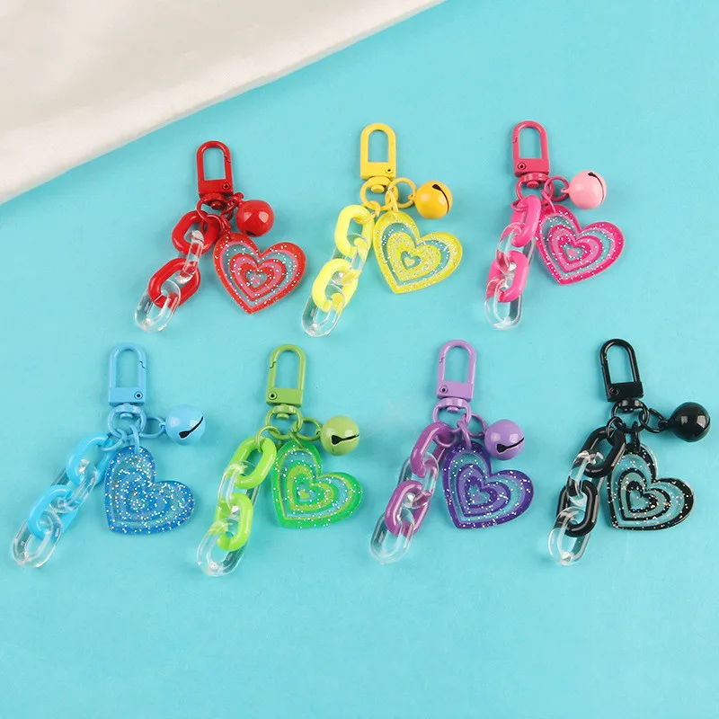 Fashion-Creative-Love-Shaped-Bell-Car-Keychain-For-Women-Girls-Cute ...