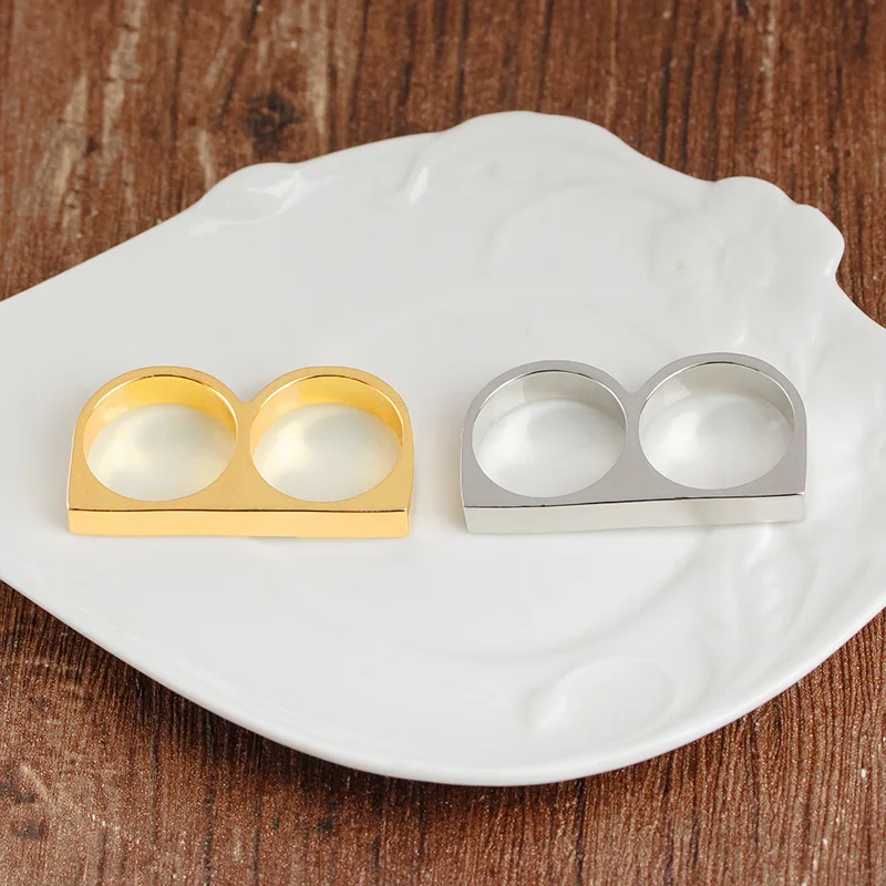 Punk-Women-Men-Two-Fingers-Rings-Personality-Hip-Hop-Stainless-Steel ...