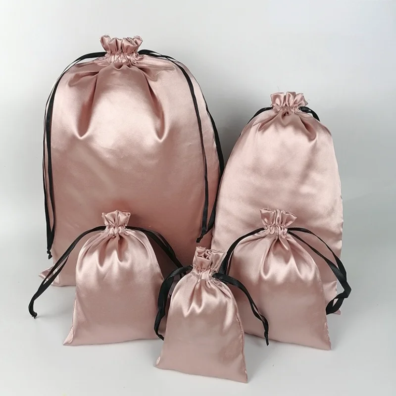 Rose Gold Silk Gift Bag Satin Packaging Pouch Cosmetic Hair Makeup ...