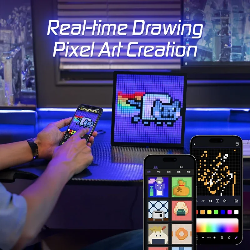 Smart-LED-Matrix-Pixel-Art-Screen-Display-APP-Control-Night-Light ...