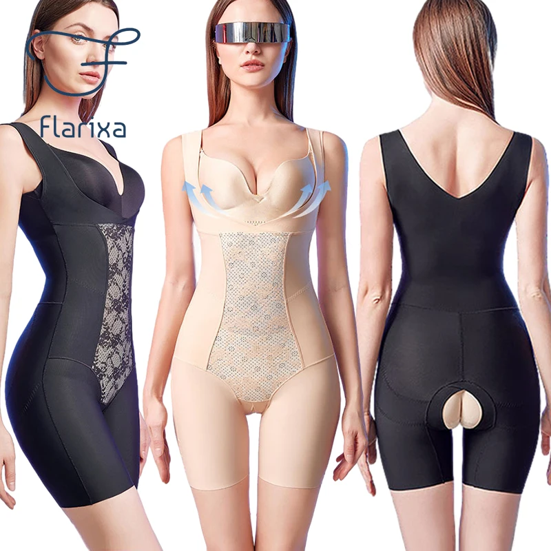 Flarixa Body de entrepierna abierta para mujer, moldeador de cuerpo completo, lencería abierta ...