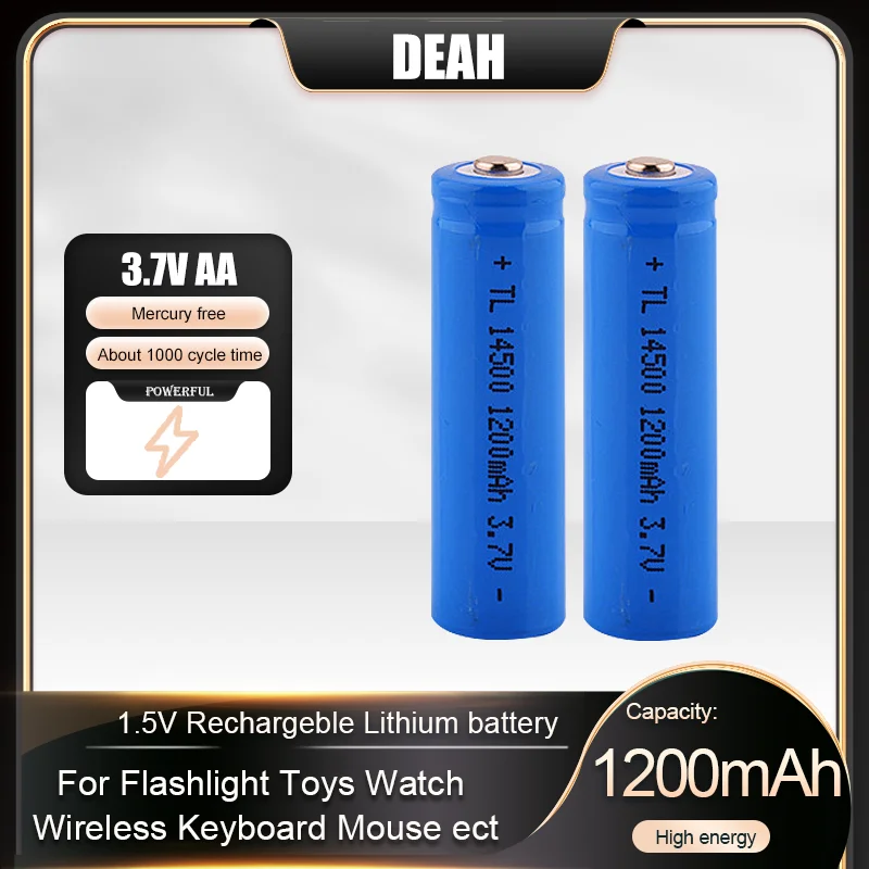1-2PCS 14500 AA 3.7V Rechargeable Lithium Battery For Flashlight Remote ...