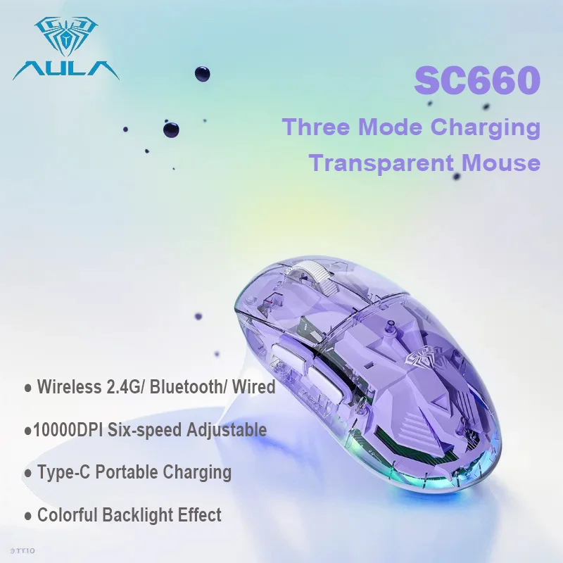 AULA-SC660-Transparent-Wireless-Bluetooth-Mouse-Three-mode-Connection ...