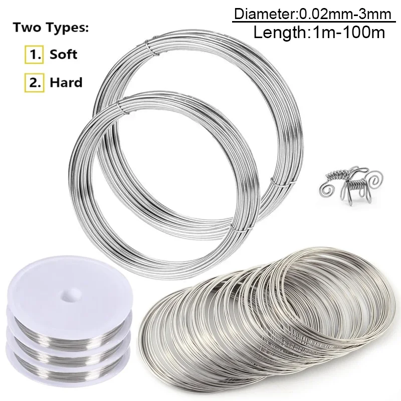 1m-100m-Stainless-steel-wire-hard-wire-soft-wire-Single-Strand-Lashing ...