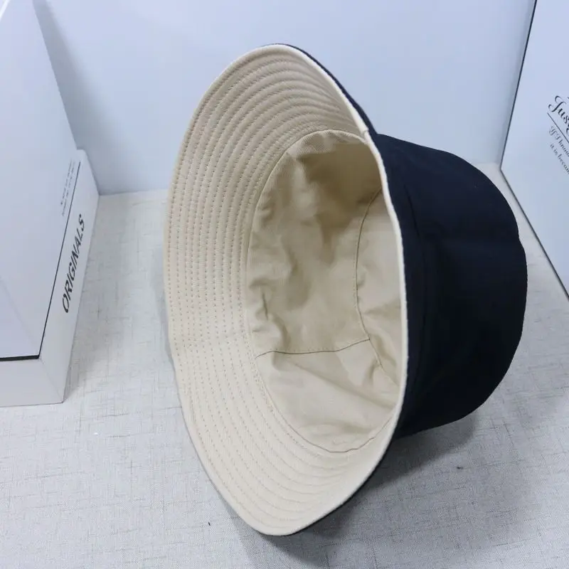 Double sided Wearing Cap Solid Color Bucket Hat Men Women Sun Hat ...
