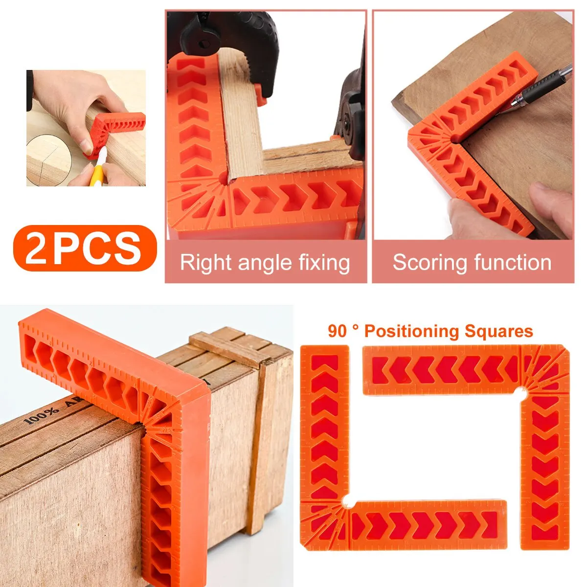 2Pcs 90 Degree Positioning Squares 4 Inch Right Angle Clamps Reusable Plastic L-Type Fixing ...