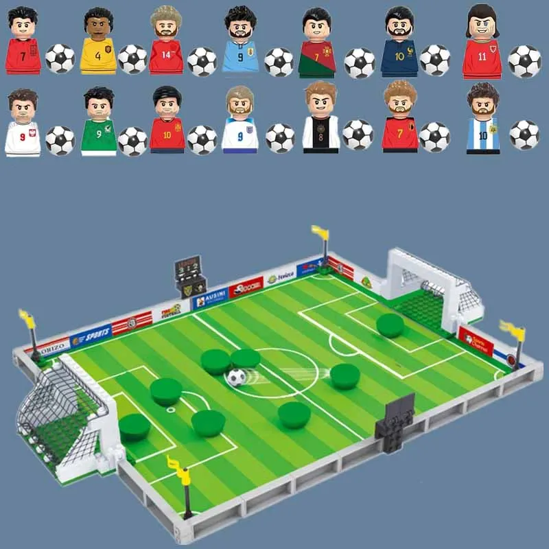 NEW World Football Match Players Figures Building Blocks Football Field ...