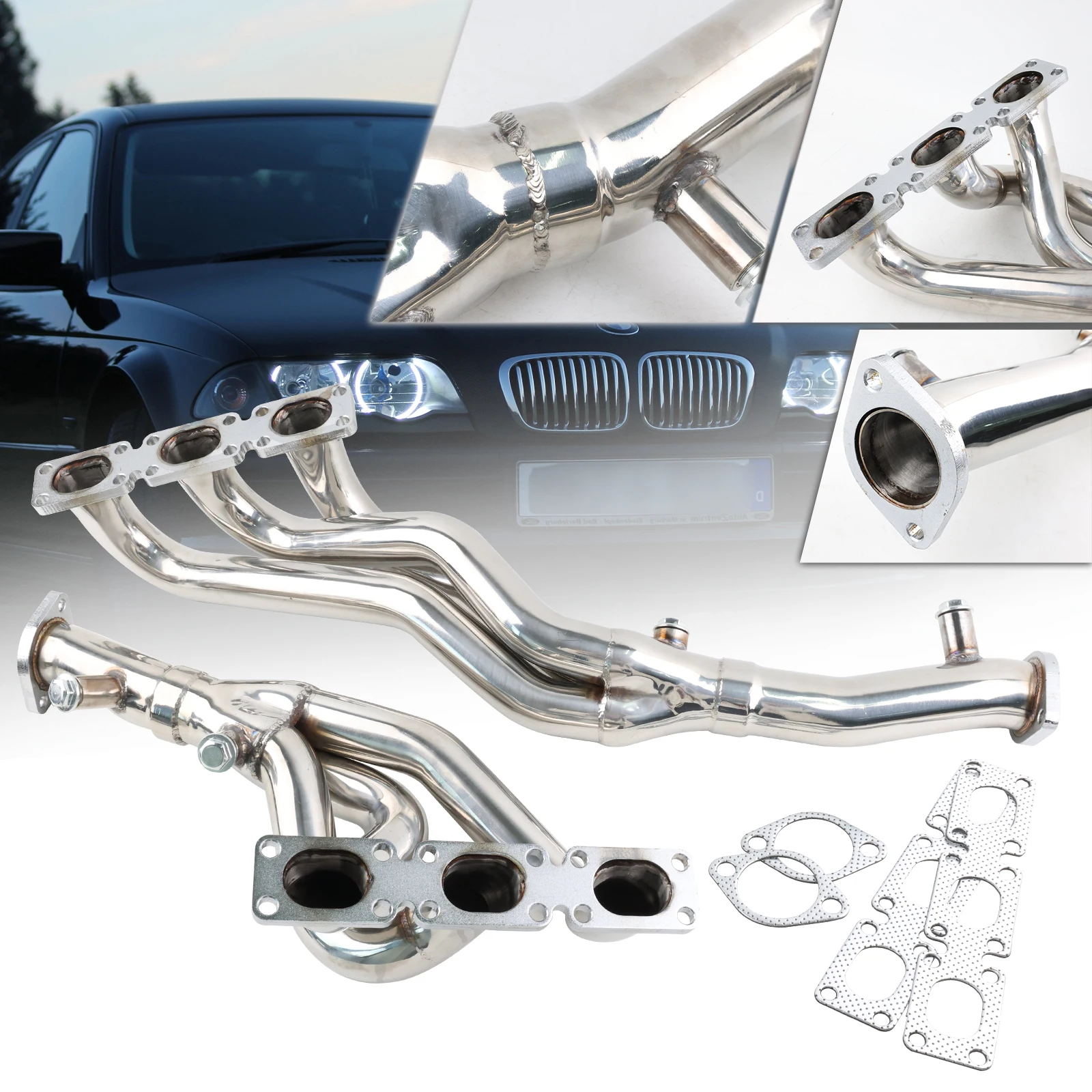 Exhaust-System-201-Stainless-Steel-Exhaust-Manifold-Header-For-BMW-E46 ...