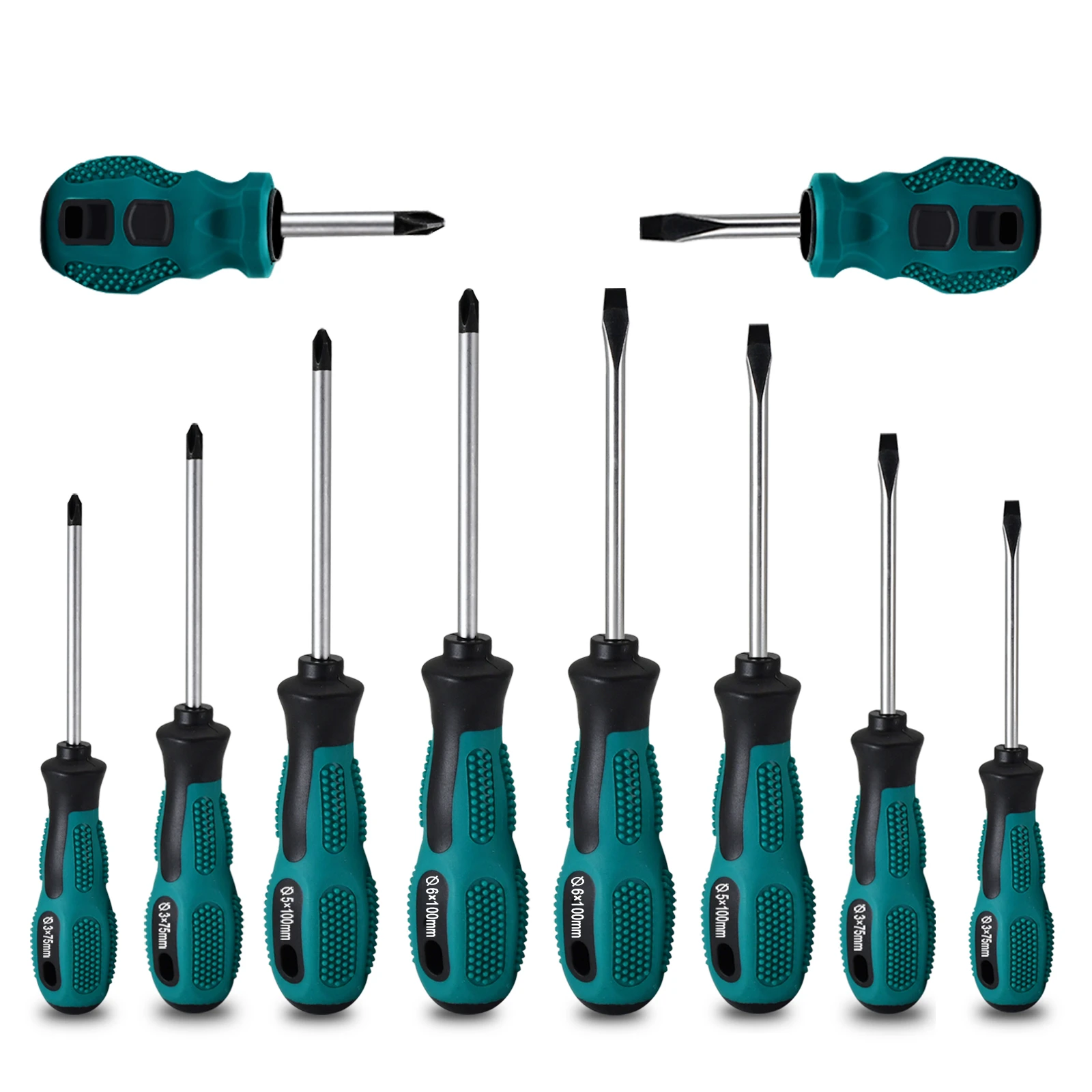 10pcs Screwdriver Set, Magnetic Screwdrivers With 5 Flat& 5 Phillips ...