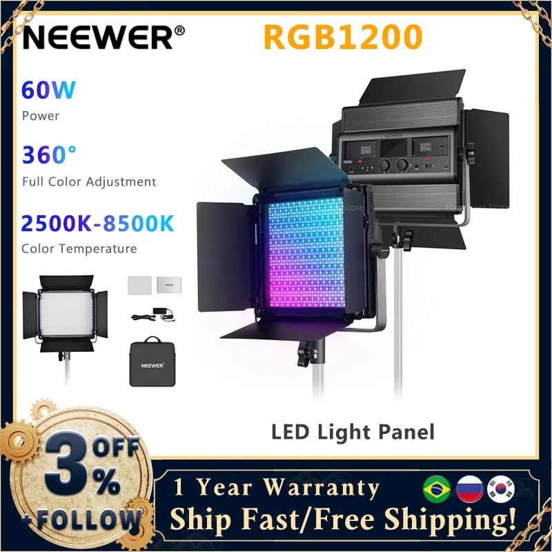 NEEWER-RGB1200-60W-APP-Control-RGB-LED-Video-Light-2500-8500K-Photography-lights-For-Gaming ...