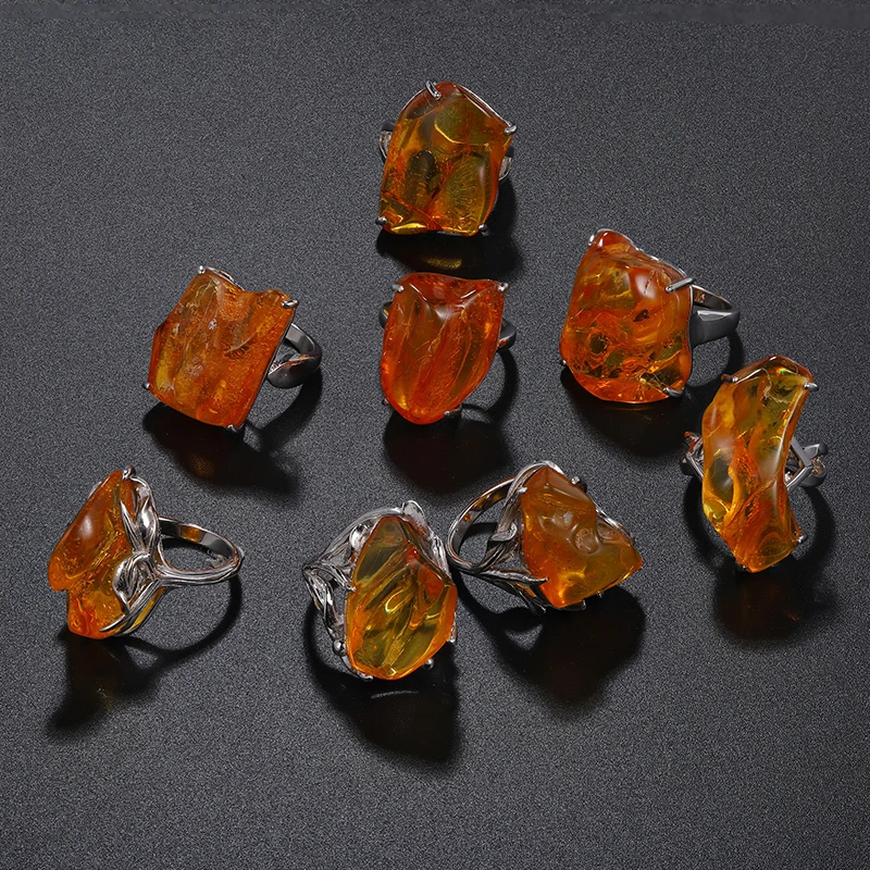 2022-New-Inlaid-Natural-Amber-Ring-Crystal-Luxury-Ring-Personality ...