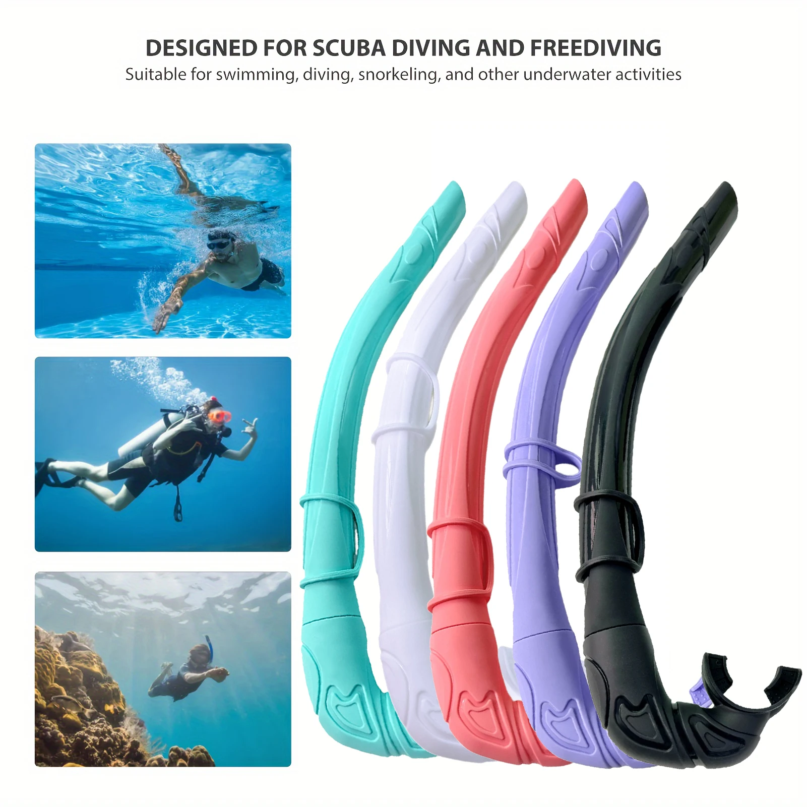 Soft Silicone Diving Snorkel Portable Foldable Wet Scuba With Storage ...