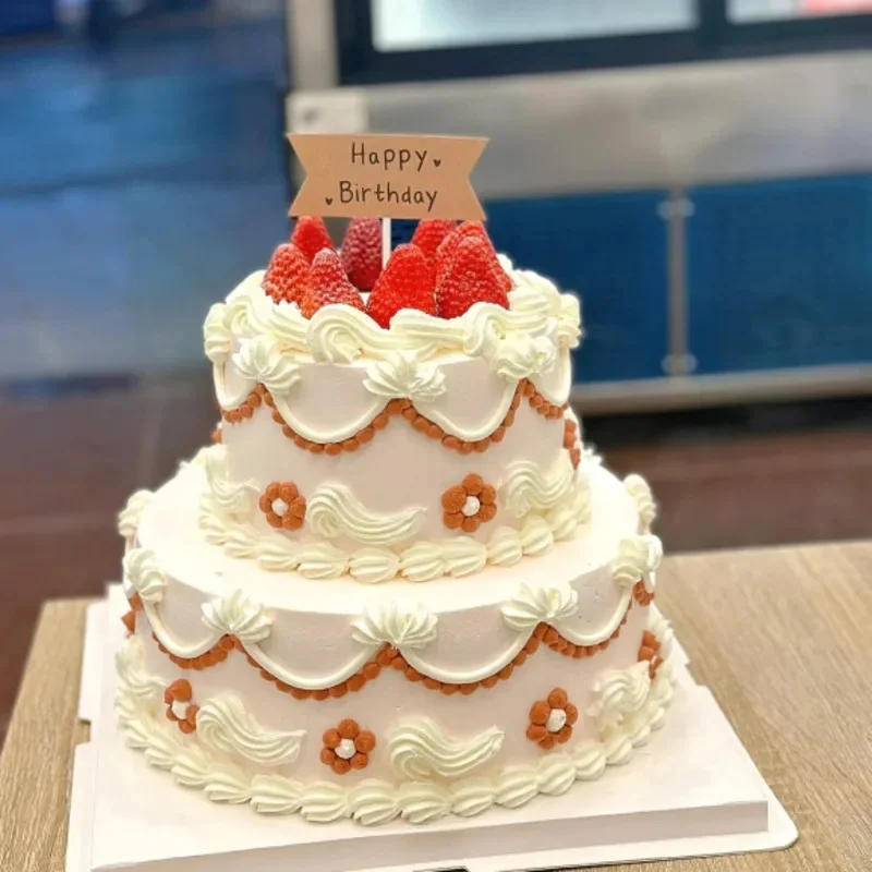 Retro-Double-Layer-Simulation-Cake-Model-Fake-Cake-6-8-Inch-Plastic ...