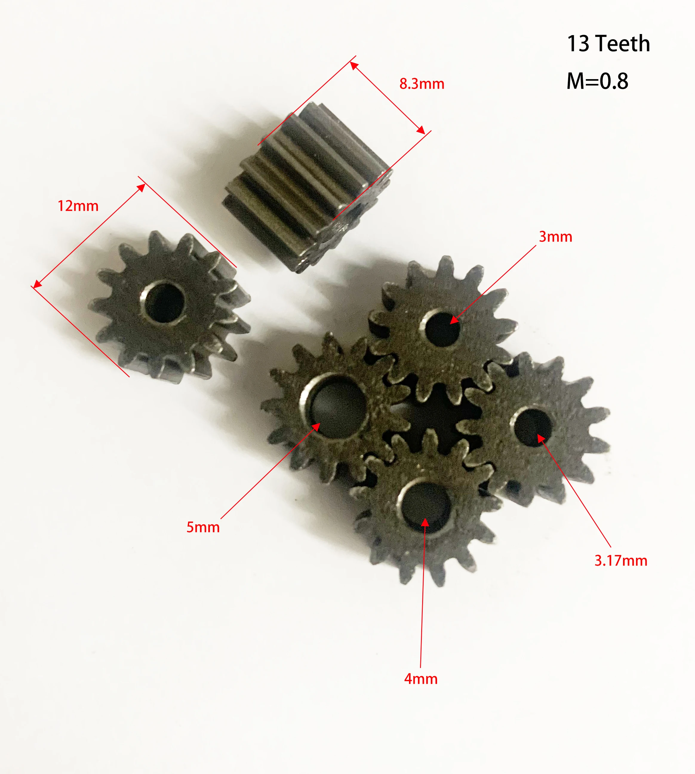 13-Teeth-0-8M-Carbon-Steel-Spur-Gear-OD-12mm-Thickness-8-35mm-13T ...