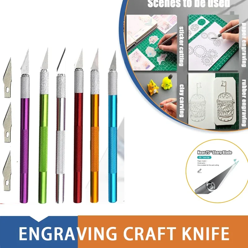 Engraving-Anti-Slip-Metal-Knife-Kit-5-10-25pcs-Blade-Cutter-Engraving ...