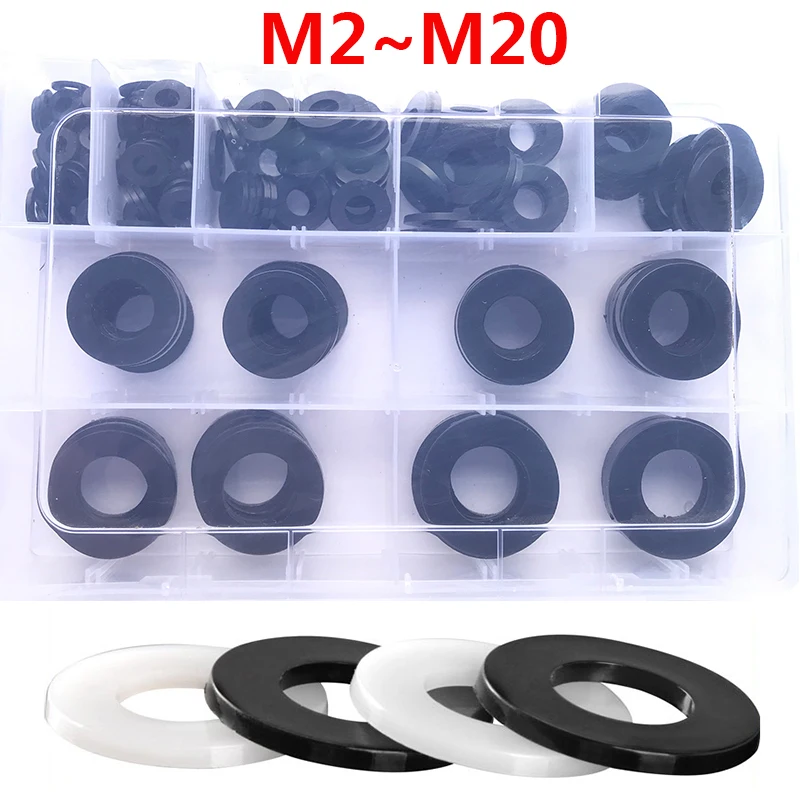 Plain-Washers-Black-White-Nylon-Washers-Set-Flat-Washer-M2-M2-5-M3-M4 ...