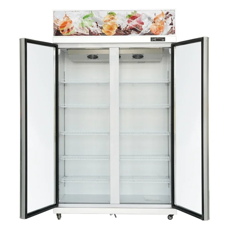 l # Double Glass Door Commercial Drinks Cooler See Through Upright ...