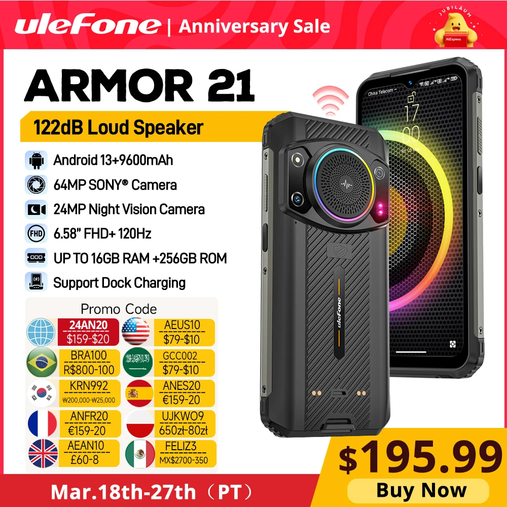 Ulefone-Armor-21-Rugged-Phone-16GB-RAM-256GB-ROM-Smartphone-Android-13 ...