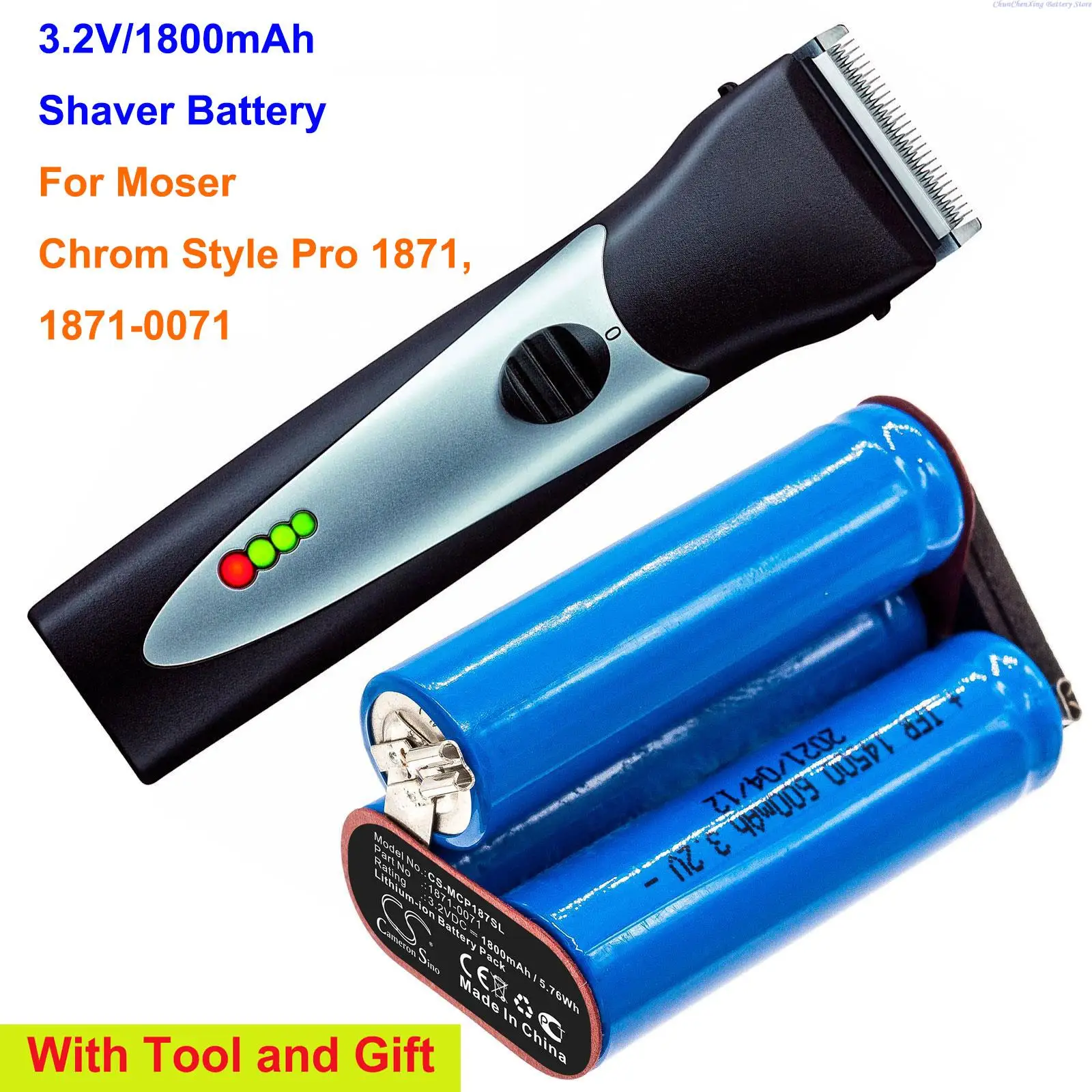 Cameron Sino 1800mAh Shaver Battery 1871-0071 for Moser Chrom Style Pro ...