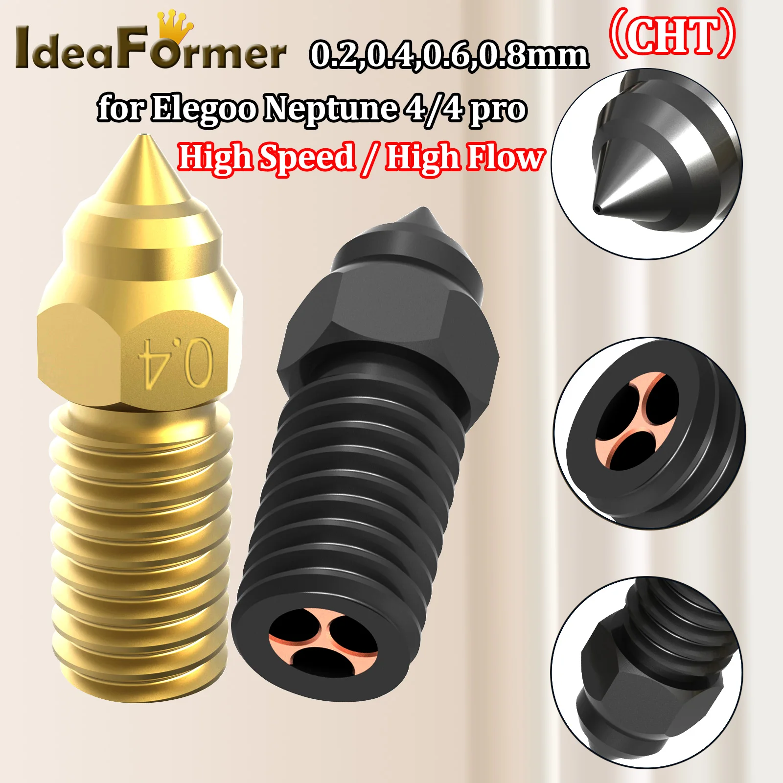 For-ELEGOO-Neptune-4-Nozzle-Hardened-Steel-Stainless-Brass-High-Speed ...