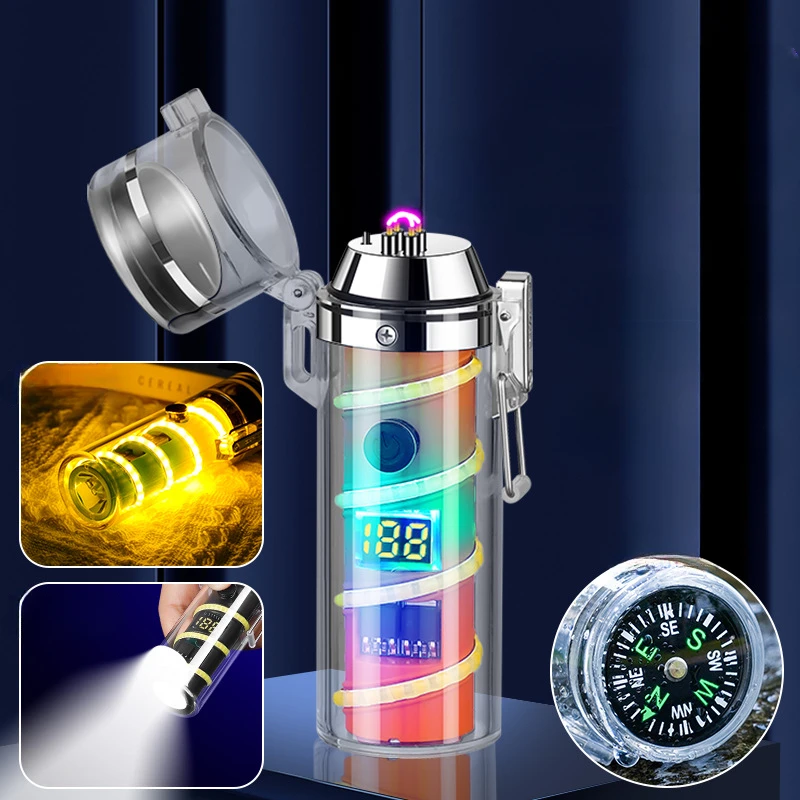 Transparent-Multifunctional-Compass-Charging-ARC-Lighter-Fantasy ...