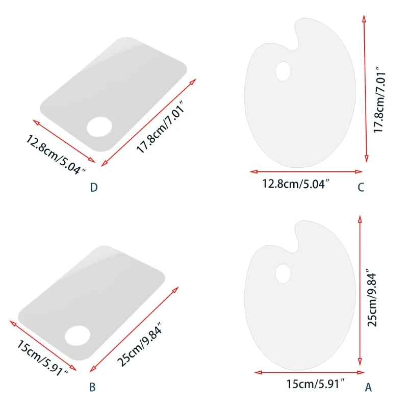 Acrylic Paint Palette Clear Palette Oval-shaped Rectangle-shaped ...
